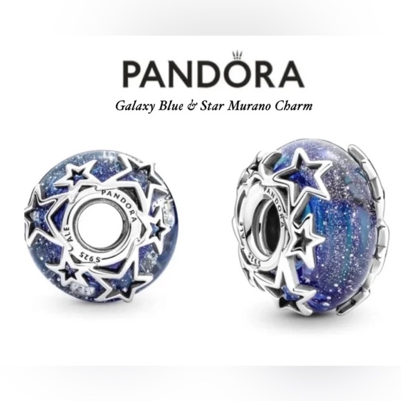Pandora | Jewelry | Pandora Galaxy Blue Star Murano Charm | Poshmark